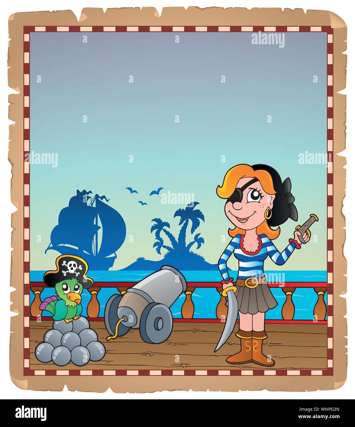 Parchment with pirate ship deck 5 Stock Vector Image & Art - Alamy