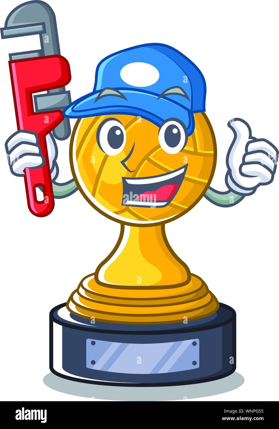 Plumber volleyball trophy cartoon displayed above character table Stock ...
