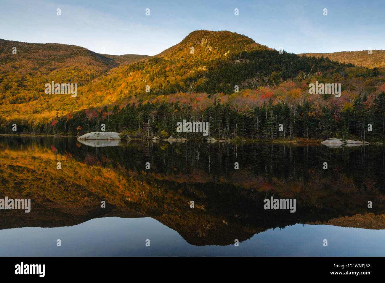 Kinsman Notch - Reflection of mountains in Beaver Pond on the side of ...