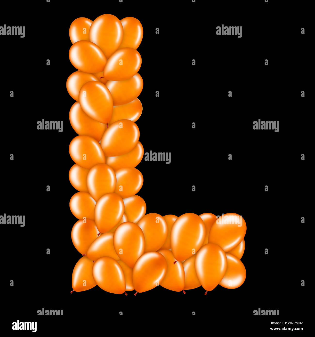 Orange letter L from helium balloons part of English alphabet Stock ...
