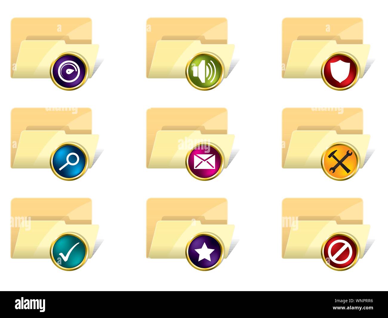 Folder icon set of 9 Stock Vector Image & Art - Alamy