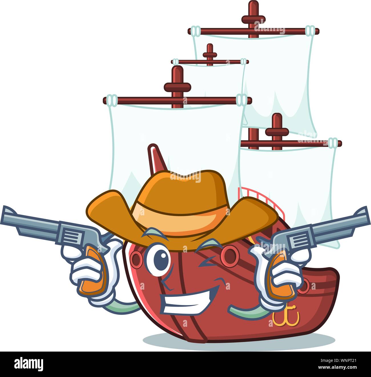 Cowboy pirate ship isolated with the cartoon Stock Vector Image & Art ...