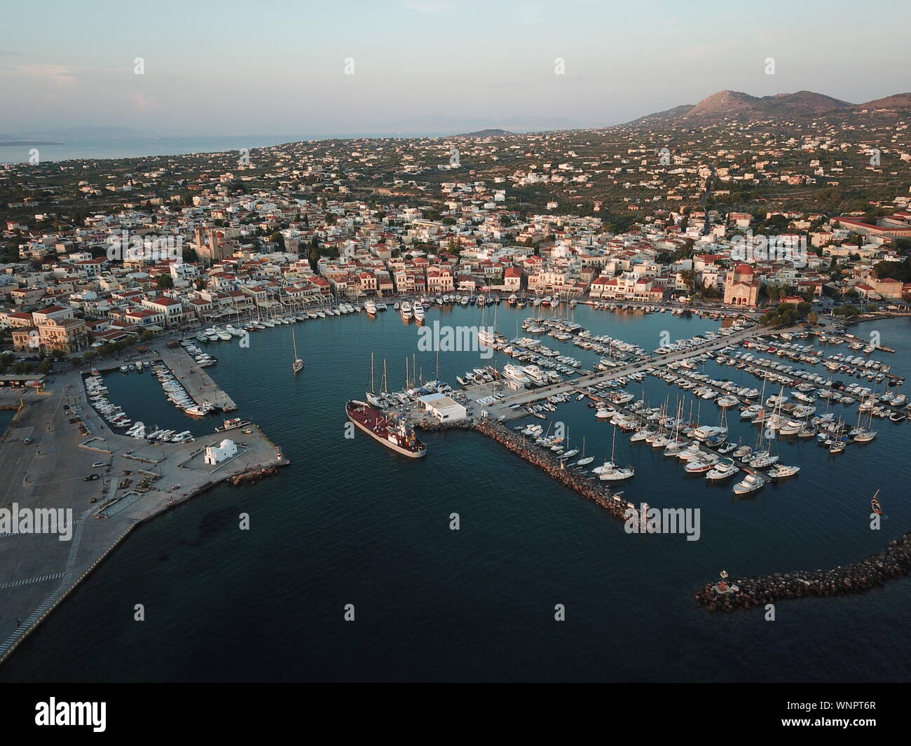 Greek isand sailing drone Stock Photo - Alamy
