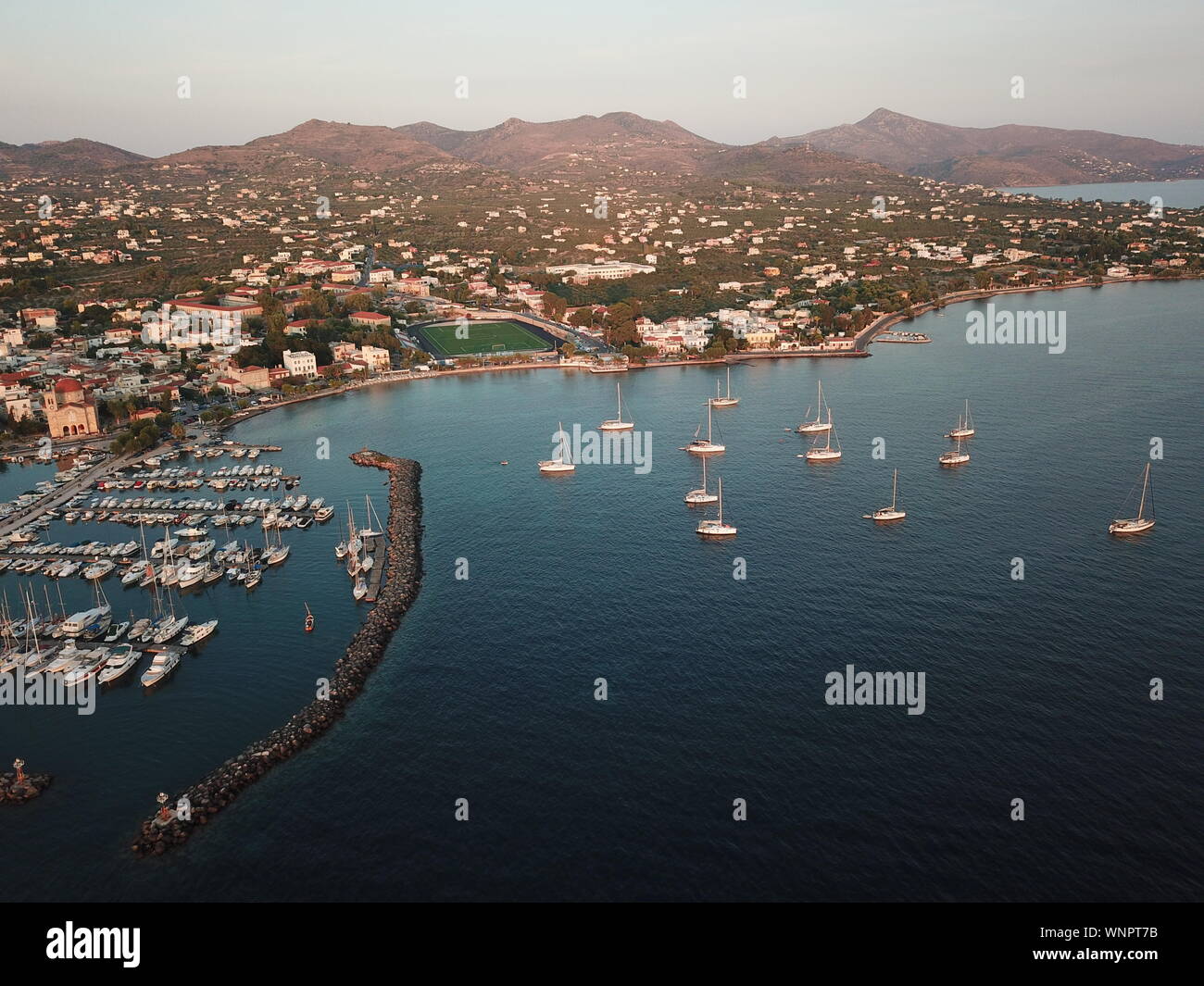 Greek isand sailing drone Stock Photo - Alamy