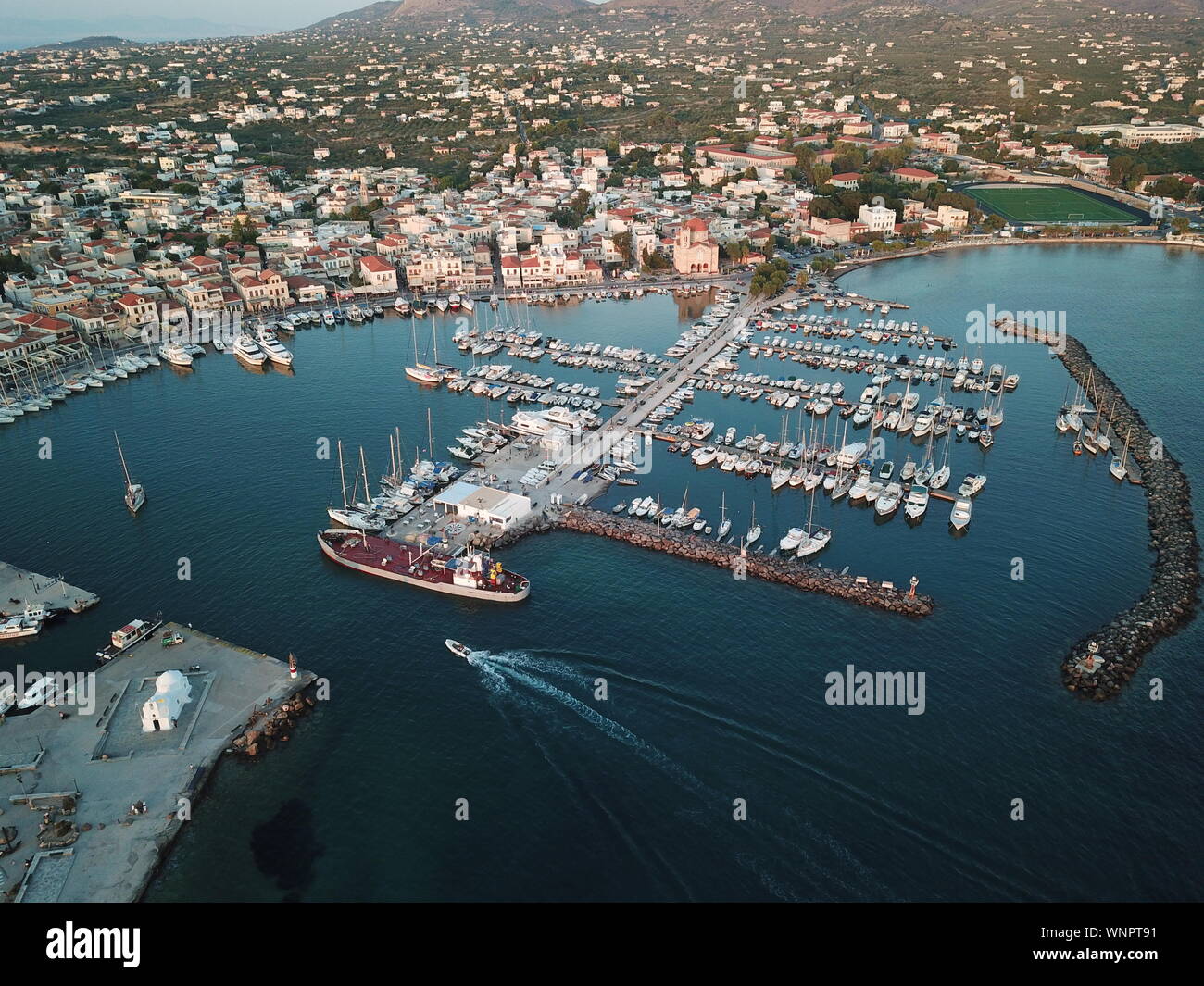 Greek isand sailing drone Stock Photo - Alamy