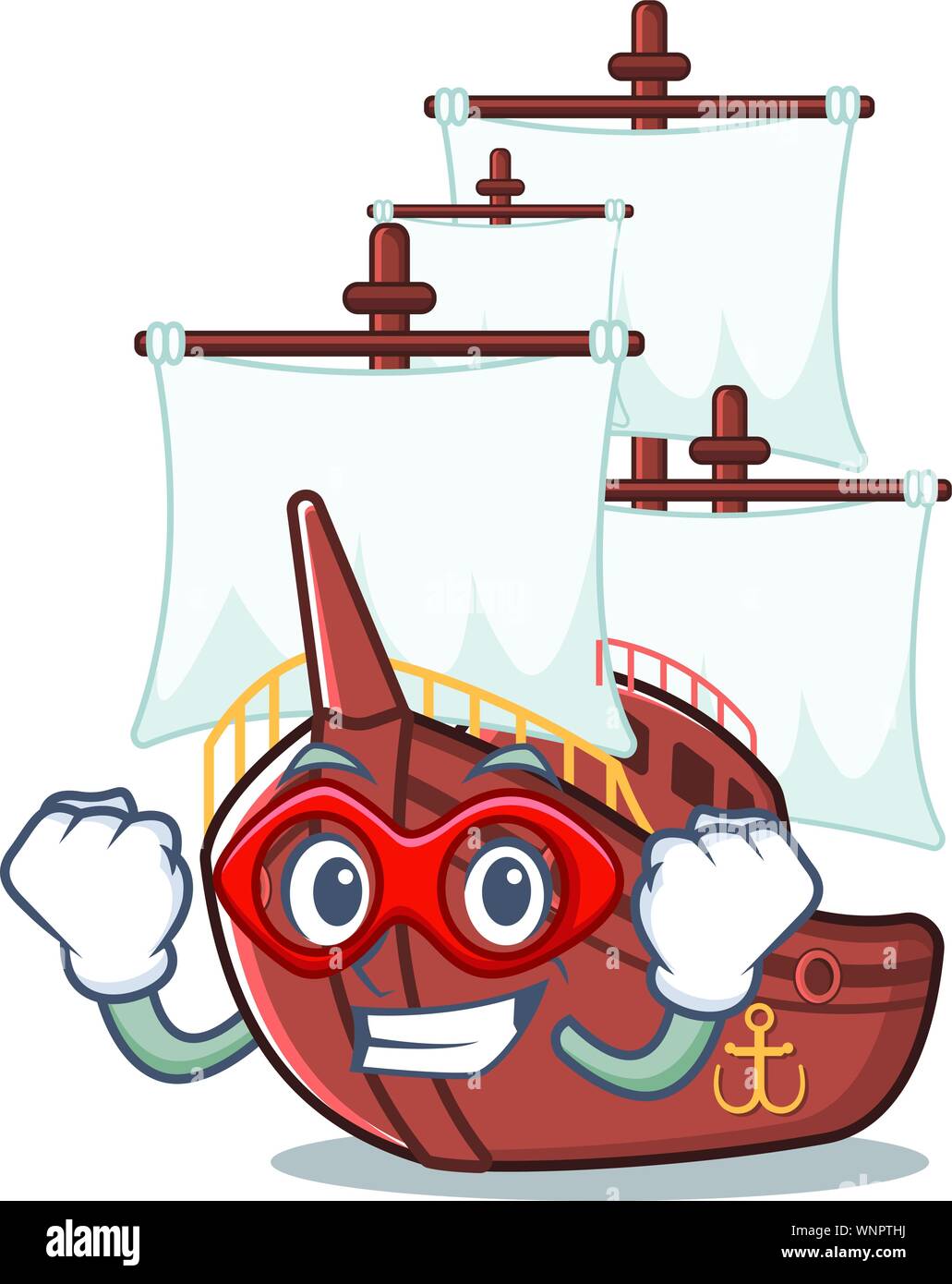 Super hero miniature pirate ship cartoon on table Stock Vector Image ...