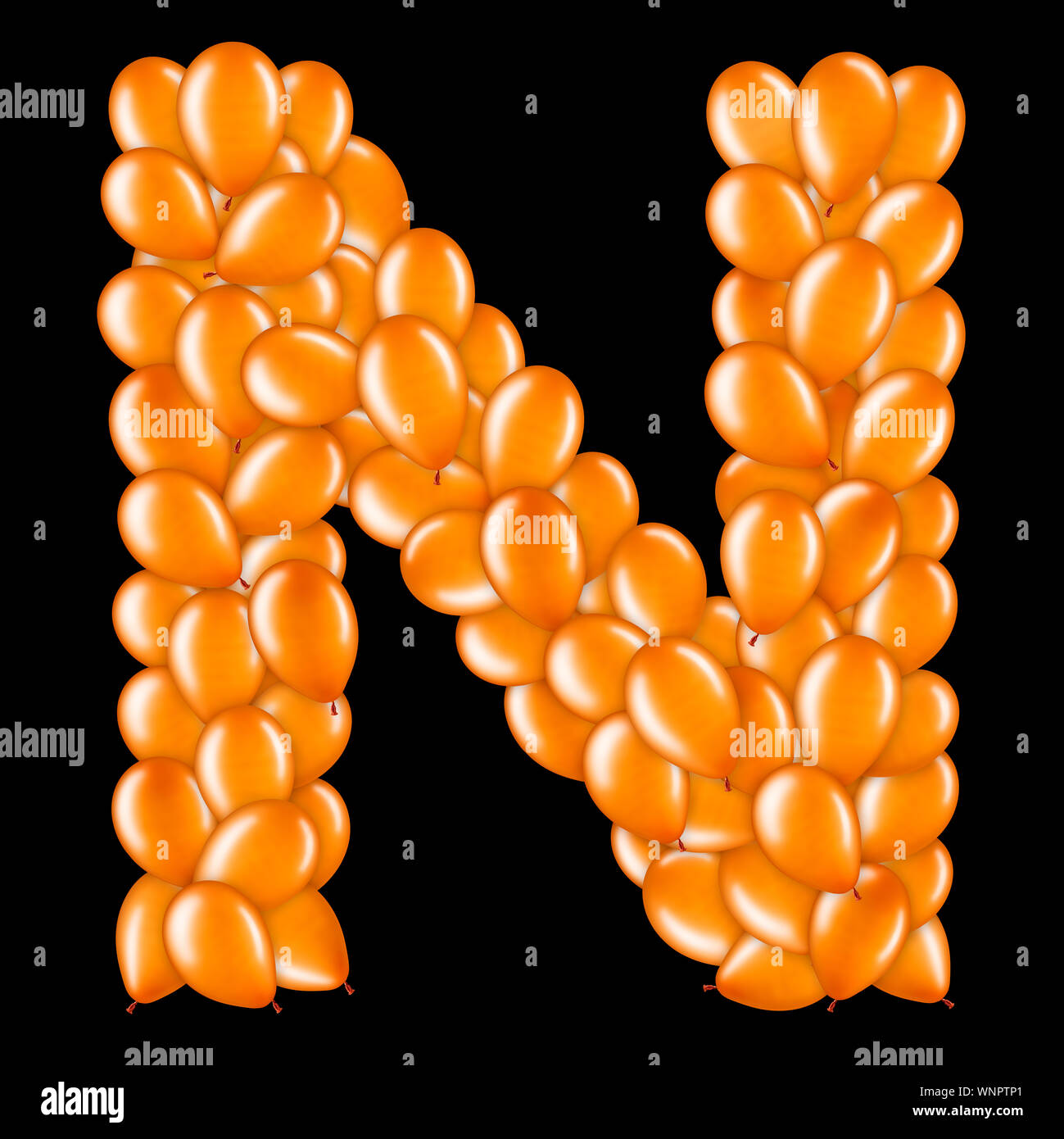Orange letter N from helium balloons part of English alphabet Stock ...