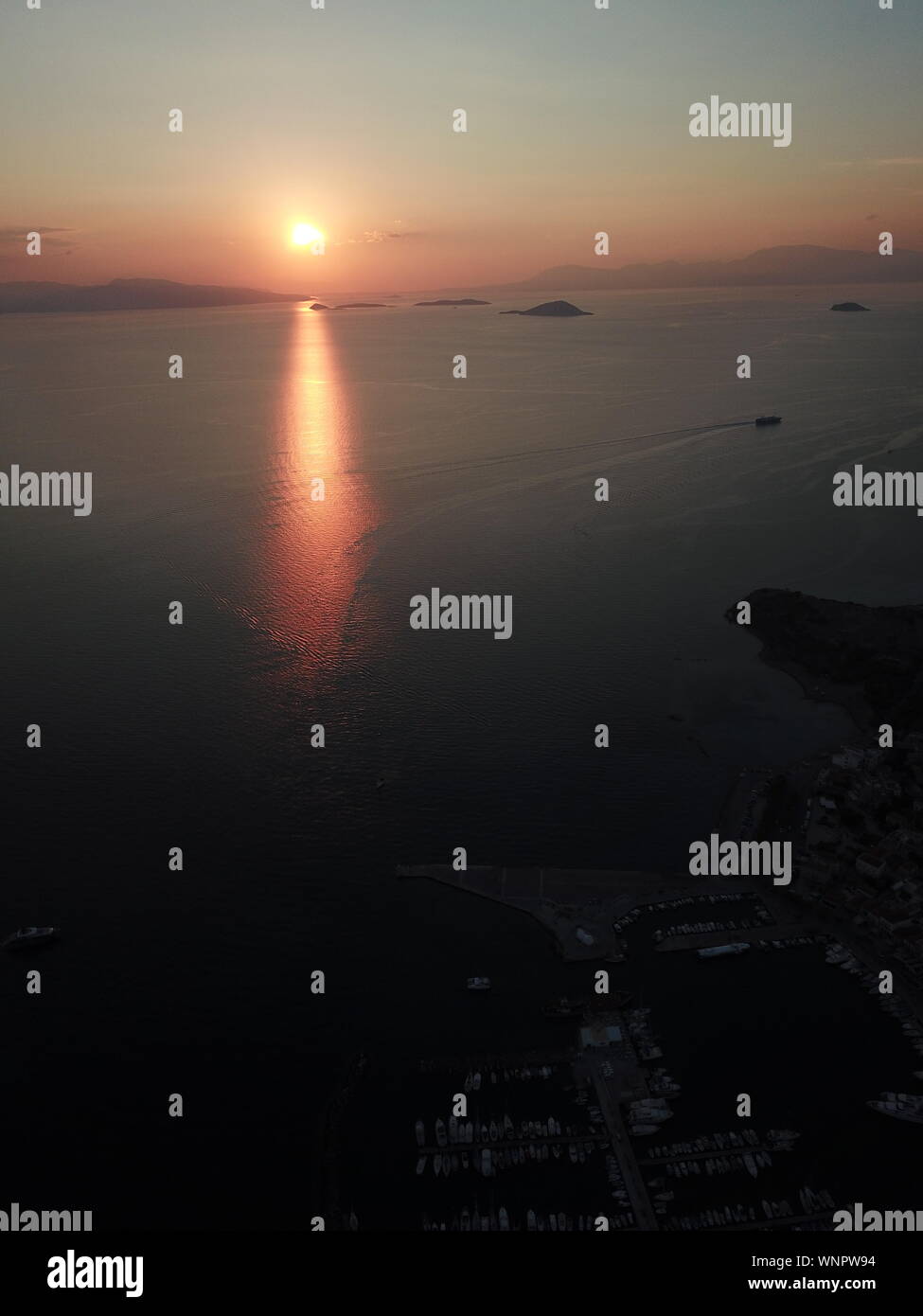 Greek isand sailing drone Stock Photo - Alamy