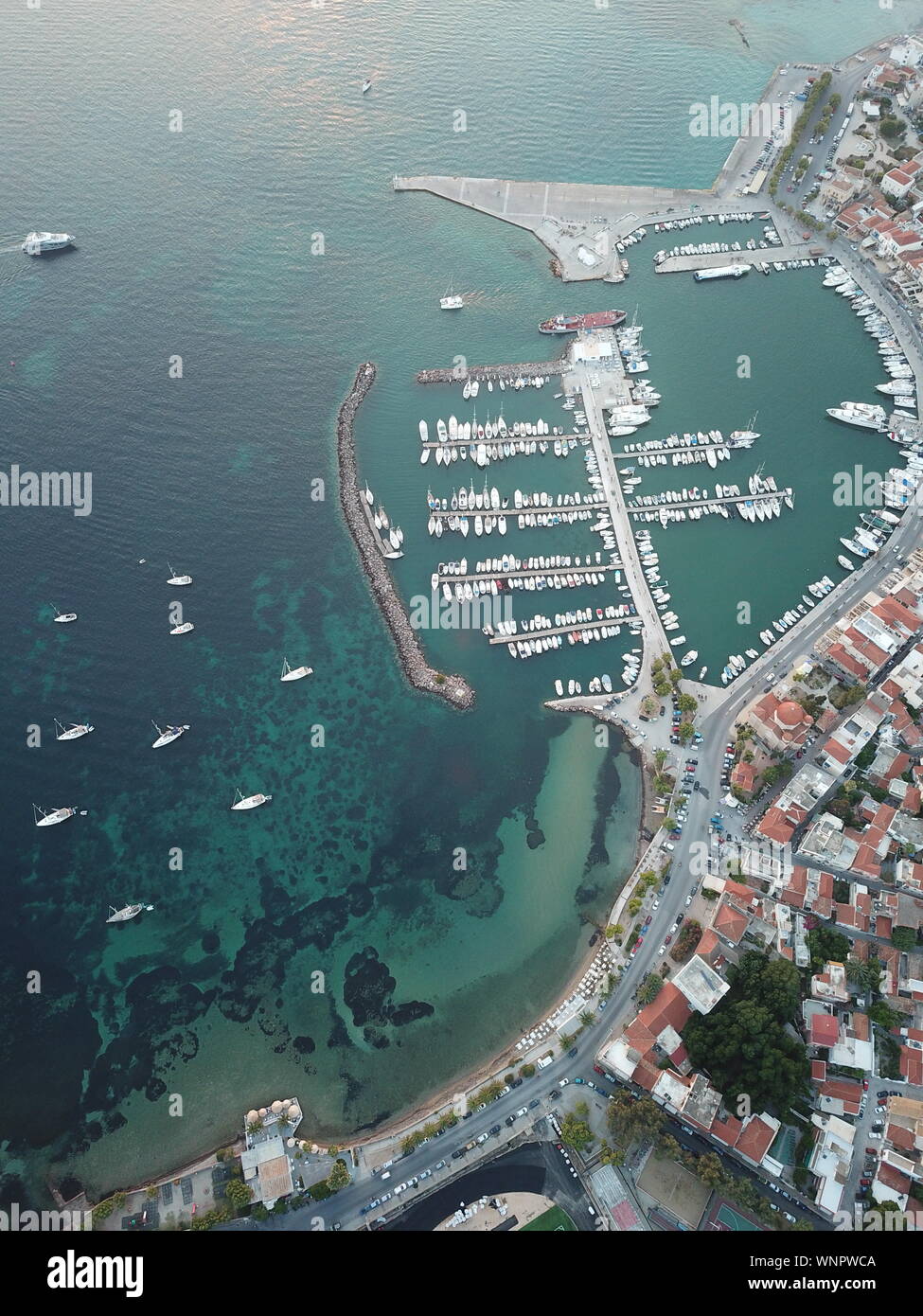 Greek isand sailing drone Stock Photo - Alamy