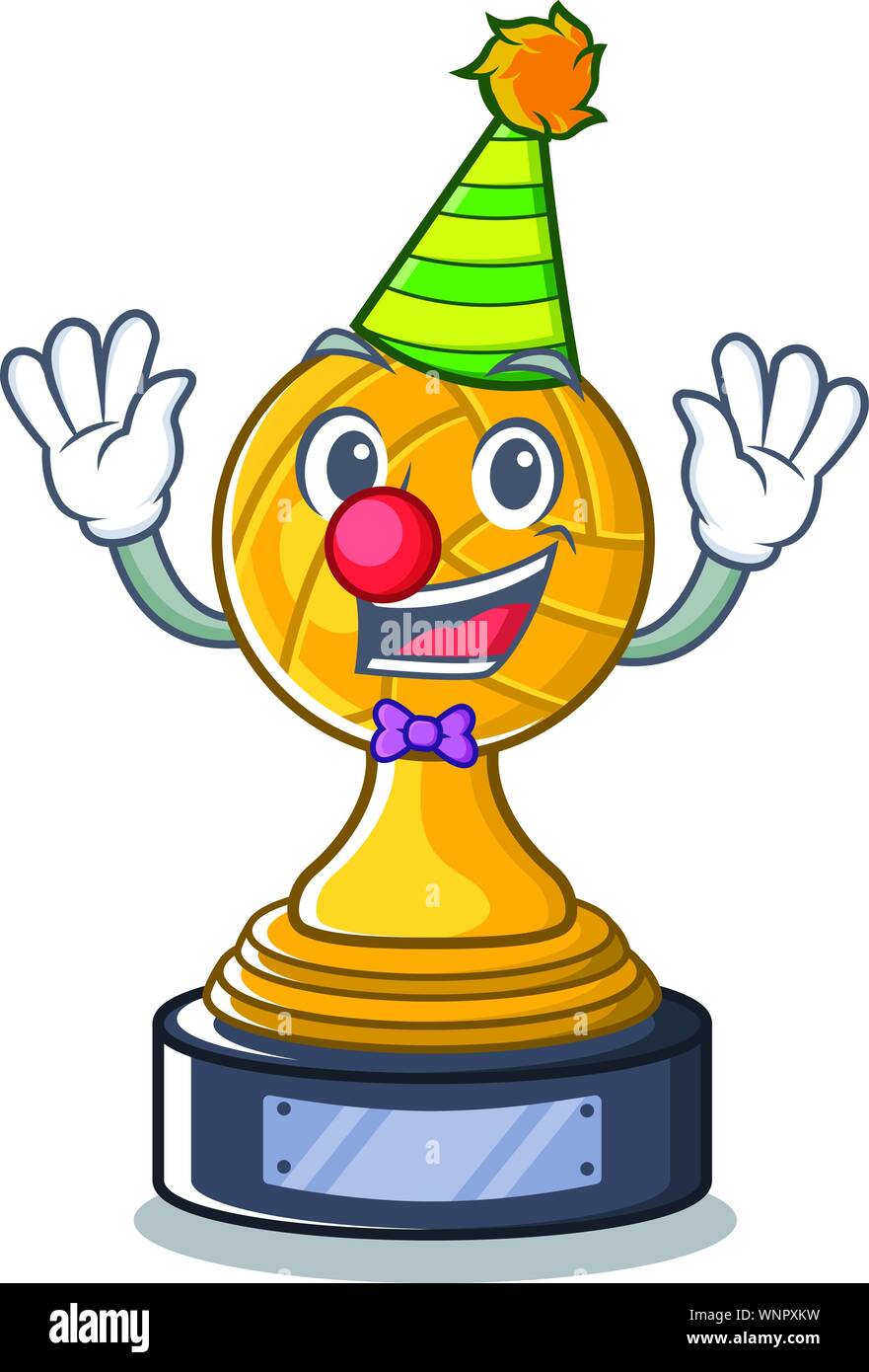 Clown volleyball trophy cartoon displayed above character table Stock ...
