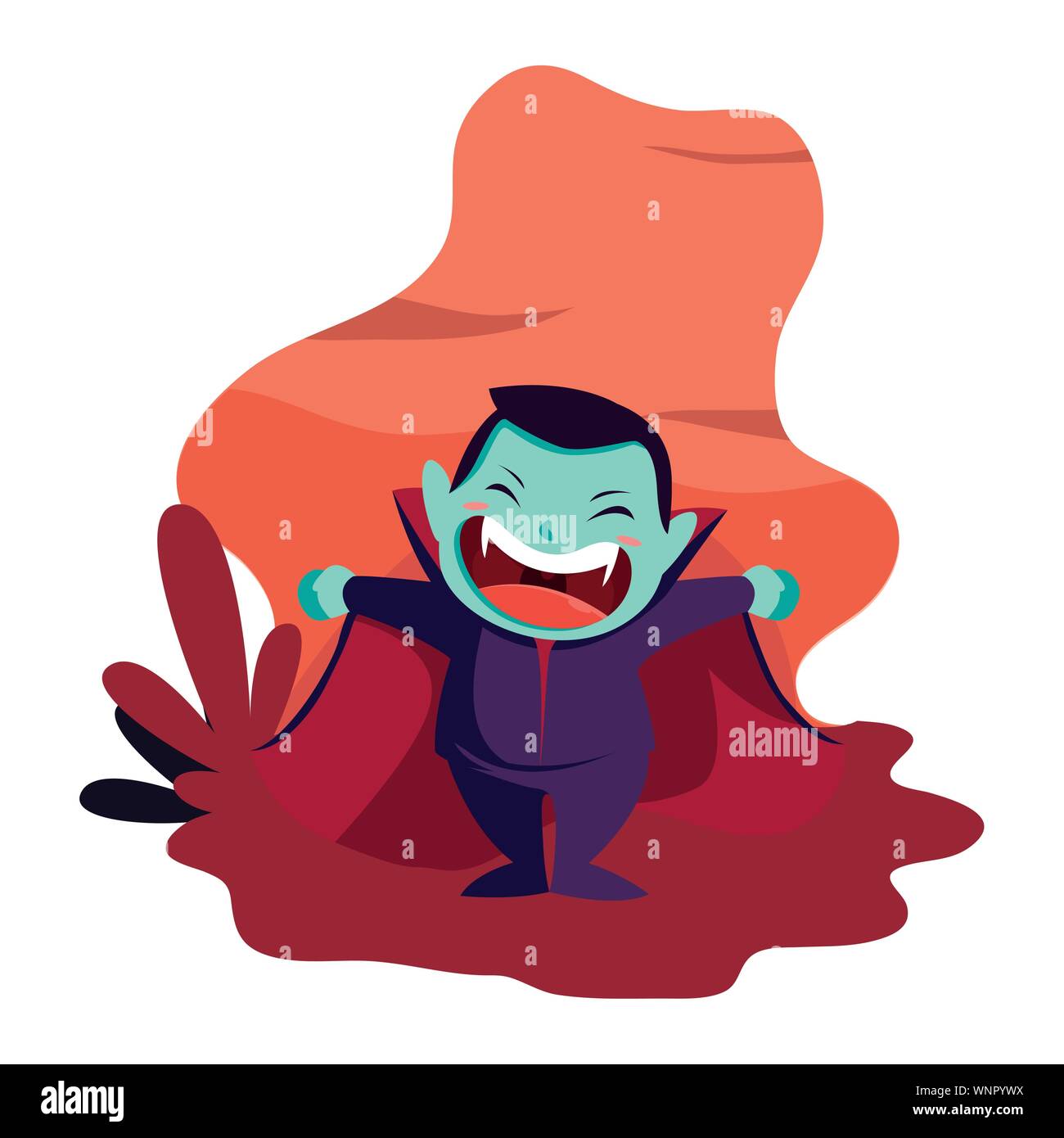 laughing boy in halloween dracula costume vector illustration Stock ...