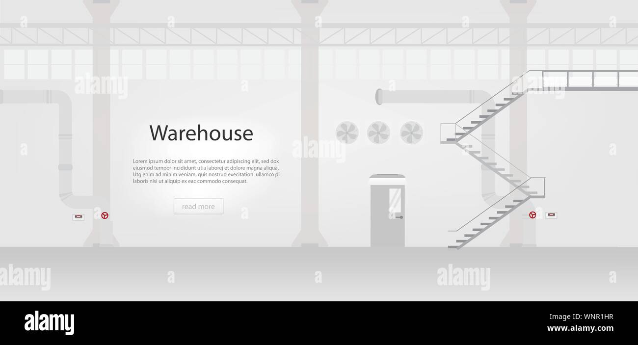 Factory interior banner with space vector illustration Stock Vector ...