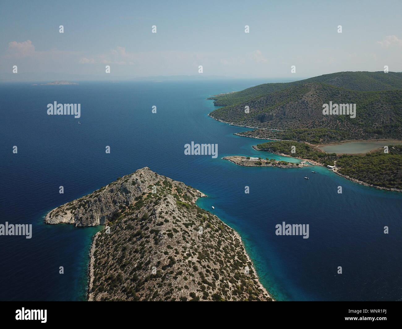 Greek isand sailing drone Stock Photo - Alamy