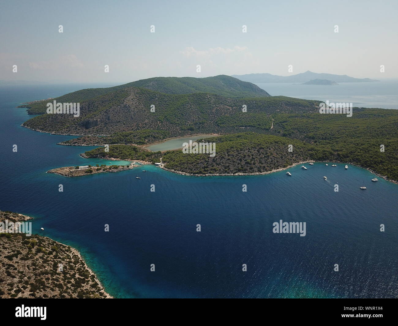 Greek isand sailing drone Stock Photo - Alamy