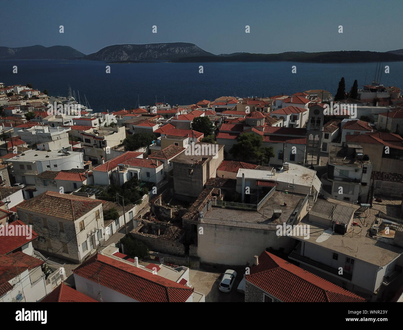 Greek isand sailing drone Stock Photo - Alamy