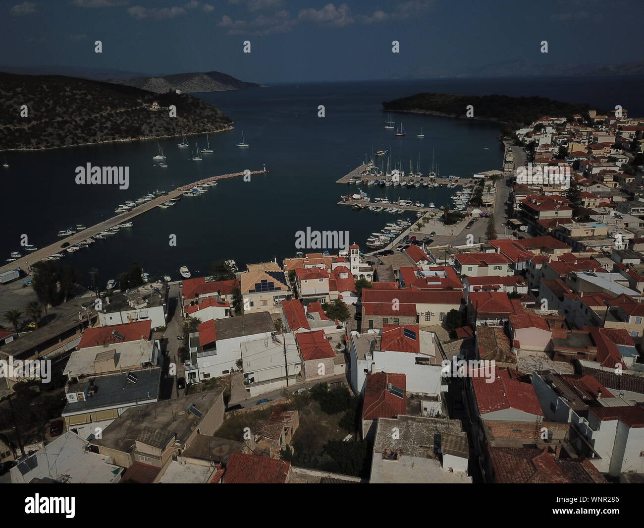 Greek isand sailing drone Stock Photo - Alamy