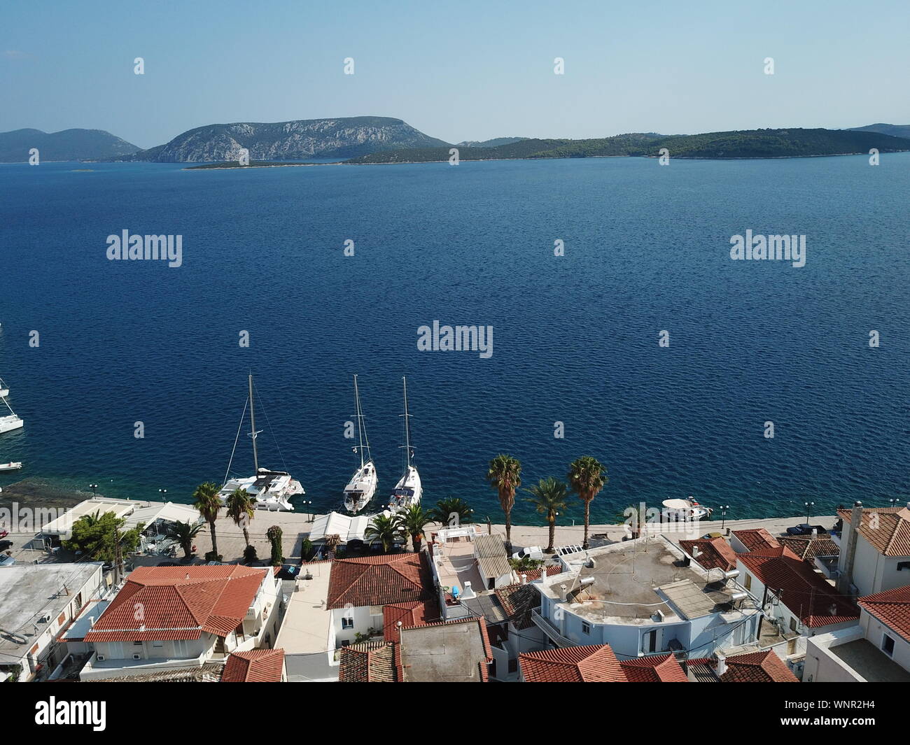 Greek isand sailing drone Stock Photo - Alamy