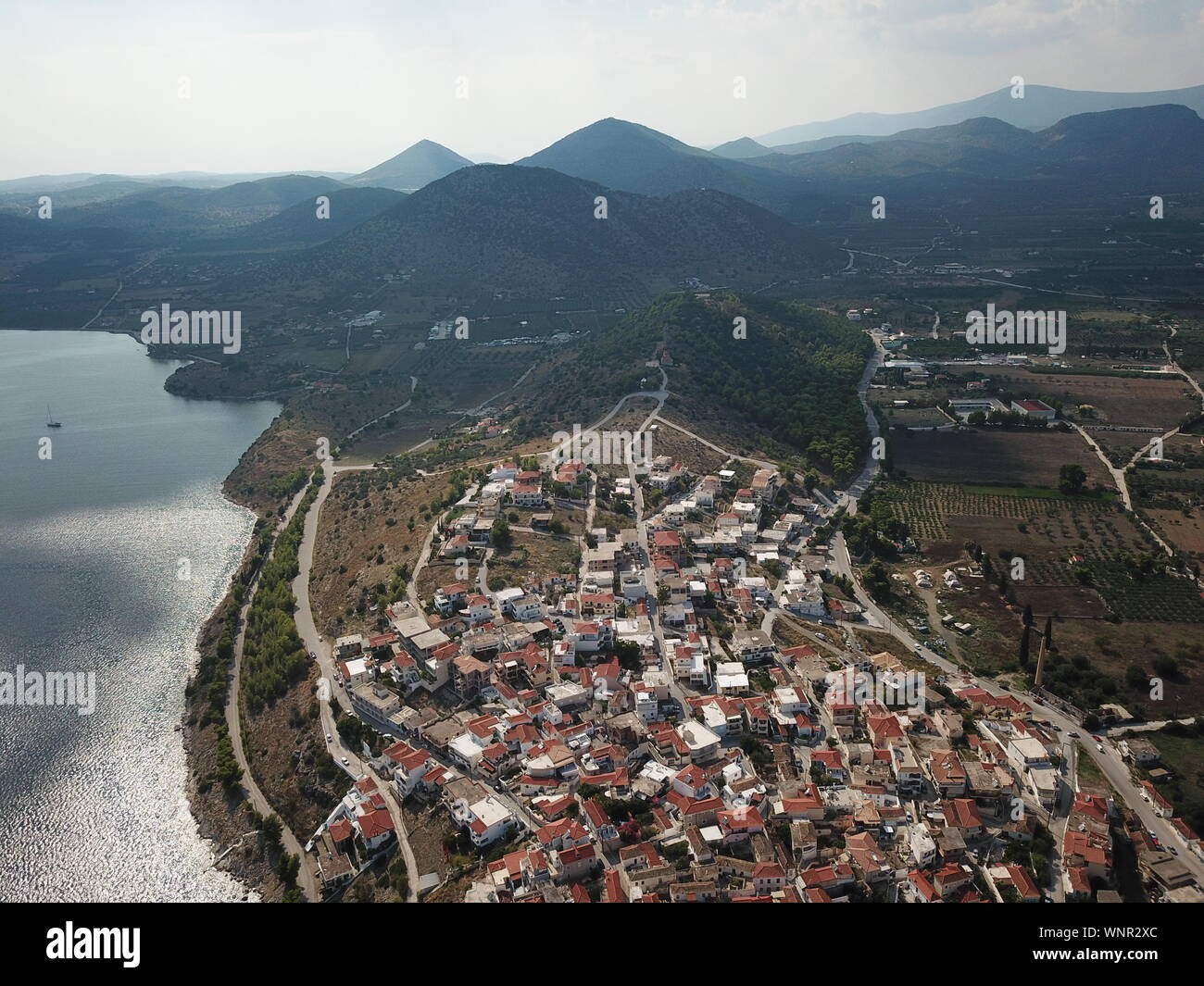 Greek isand sailing drone Stock Photo - Alamy