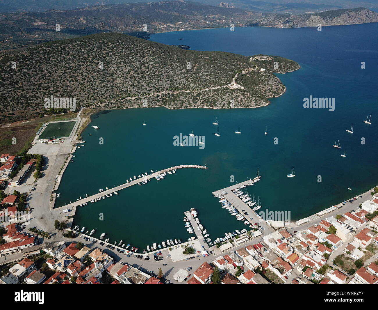 Greek isand sailing drone Stock Photo - Alamy