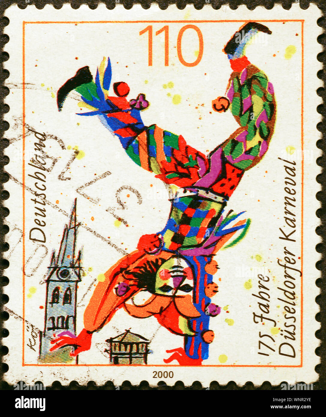 Character of Dusseldorf carnival on german postage stamp Stock Photo ...