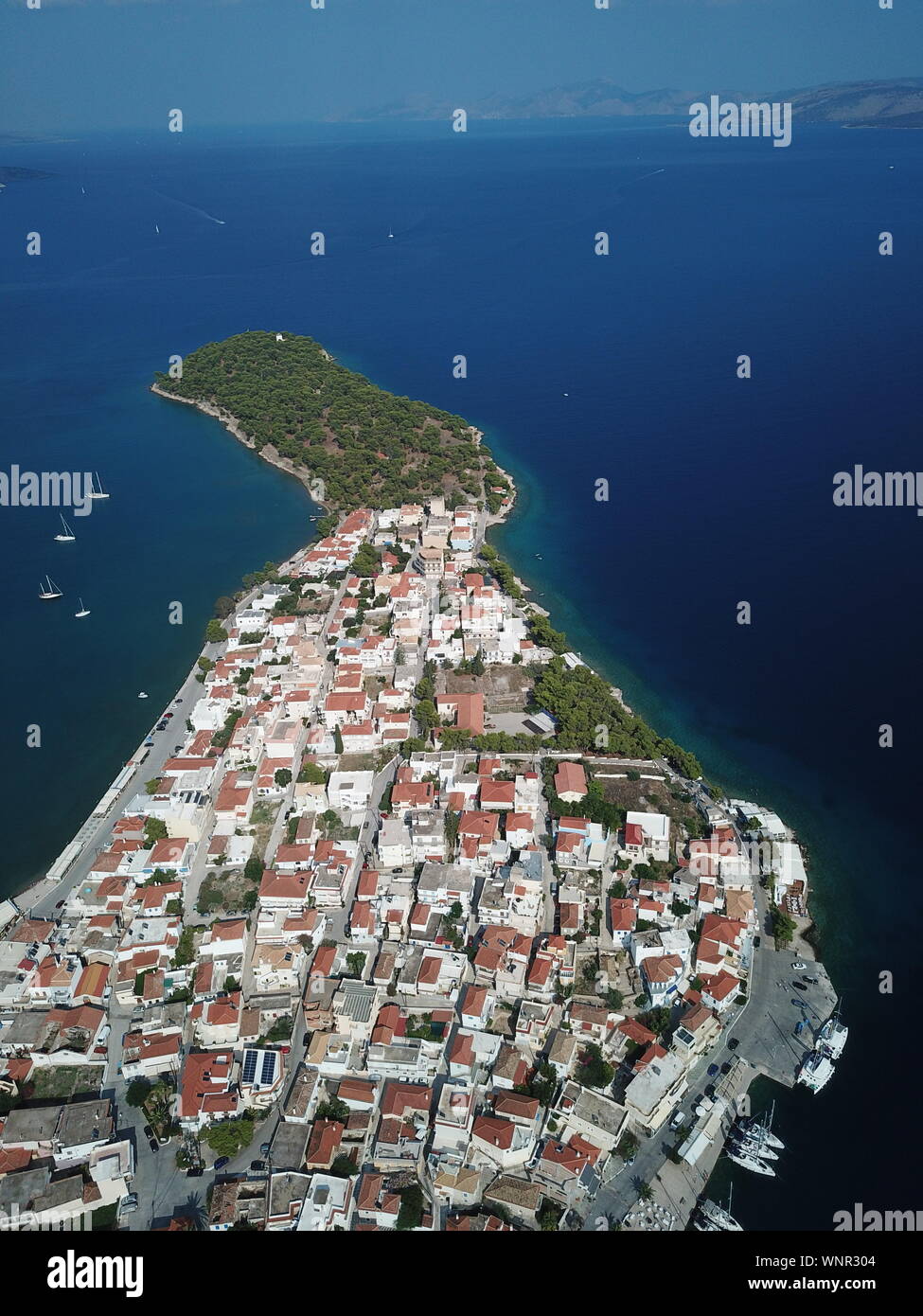 Greek isand sailing drone Stock Photo - Alamy