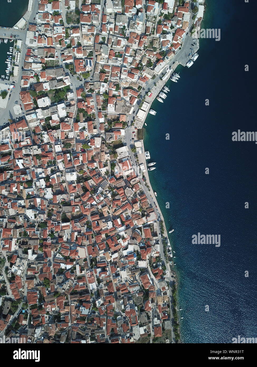 Greek isand sailing drone Stock Photo - Alamy