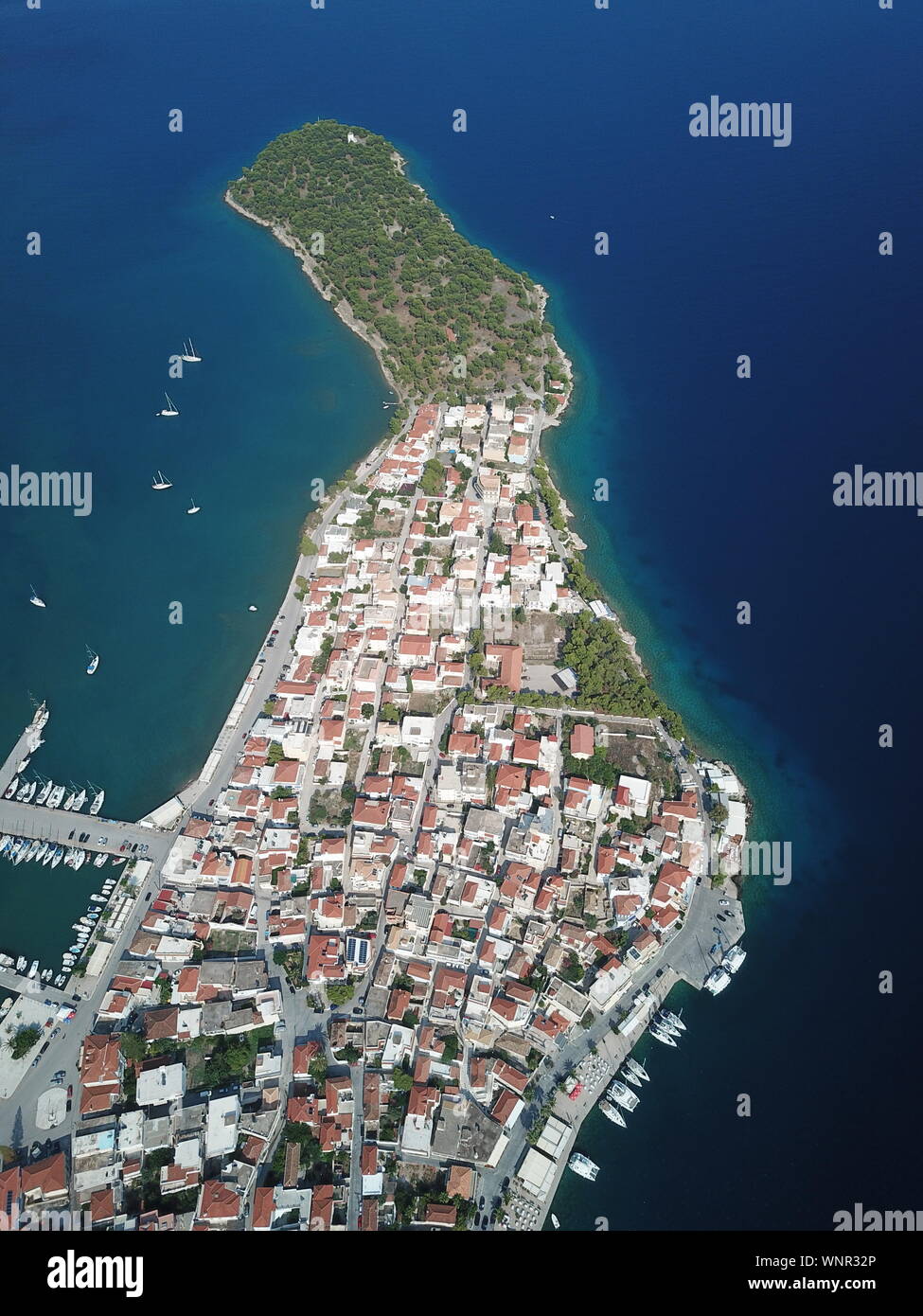 Greek isand sailing drone Stock Photo - Alamy