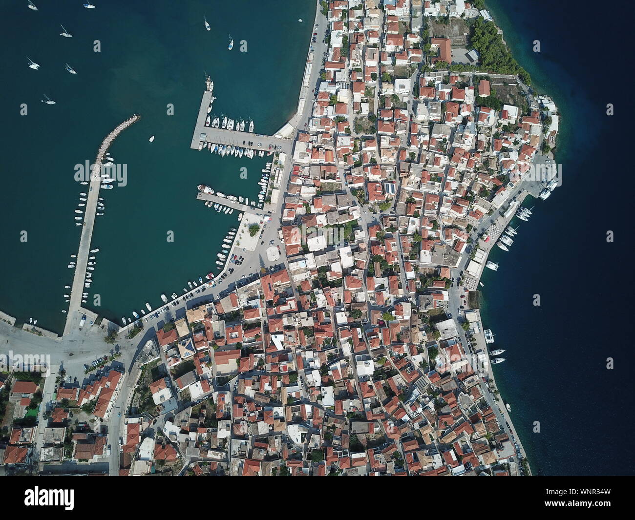 Greek isand sailing drone Stock Photo - Alamy