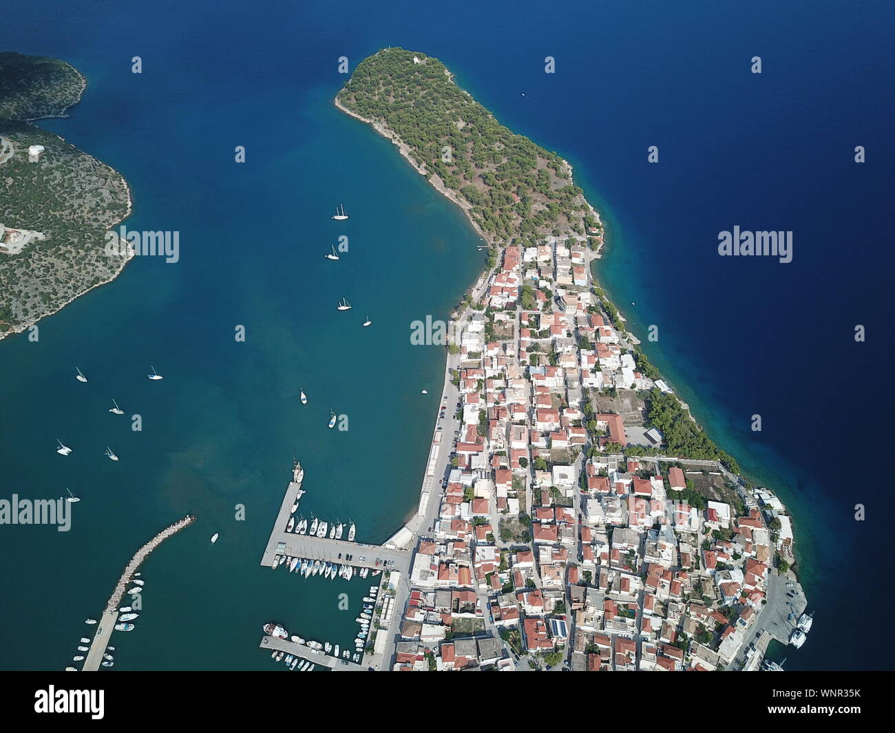 Greek isand sailing drone Stock Photo - Alamy