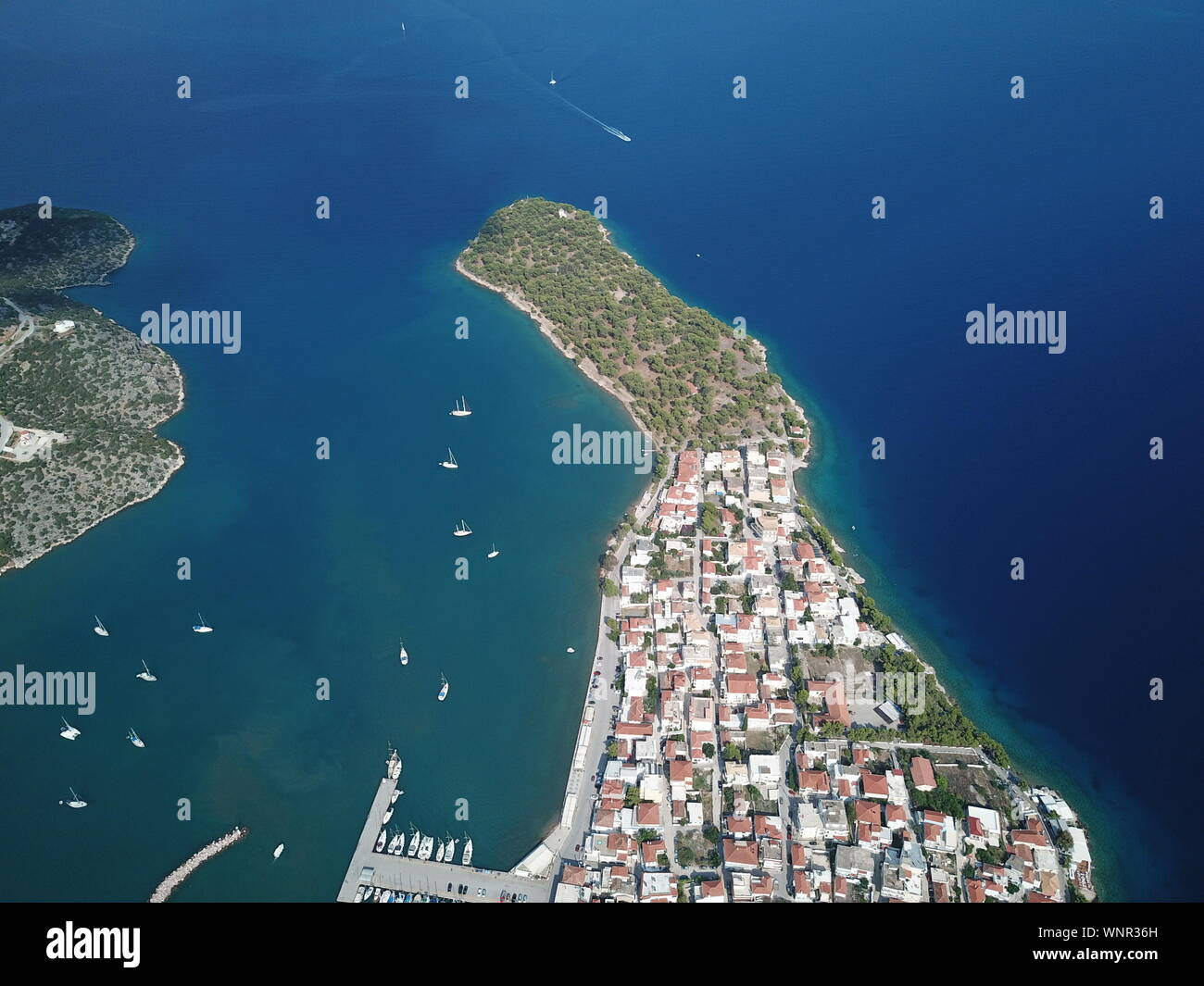 Greek isand sailing drone Stock Photo - Alamy
