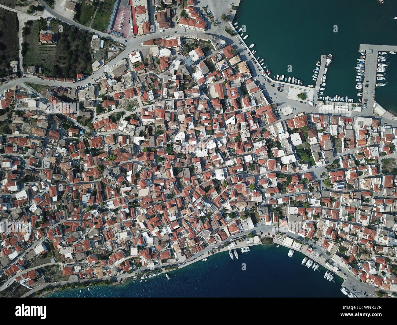 Greek isand sailing drone Stock Photo - Alamy