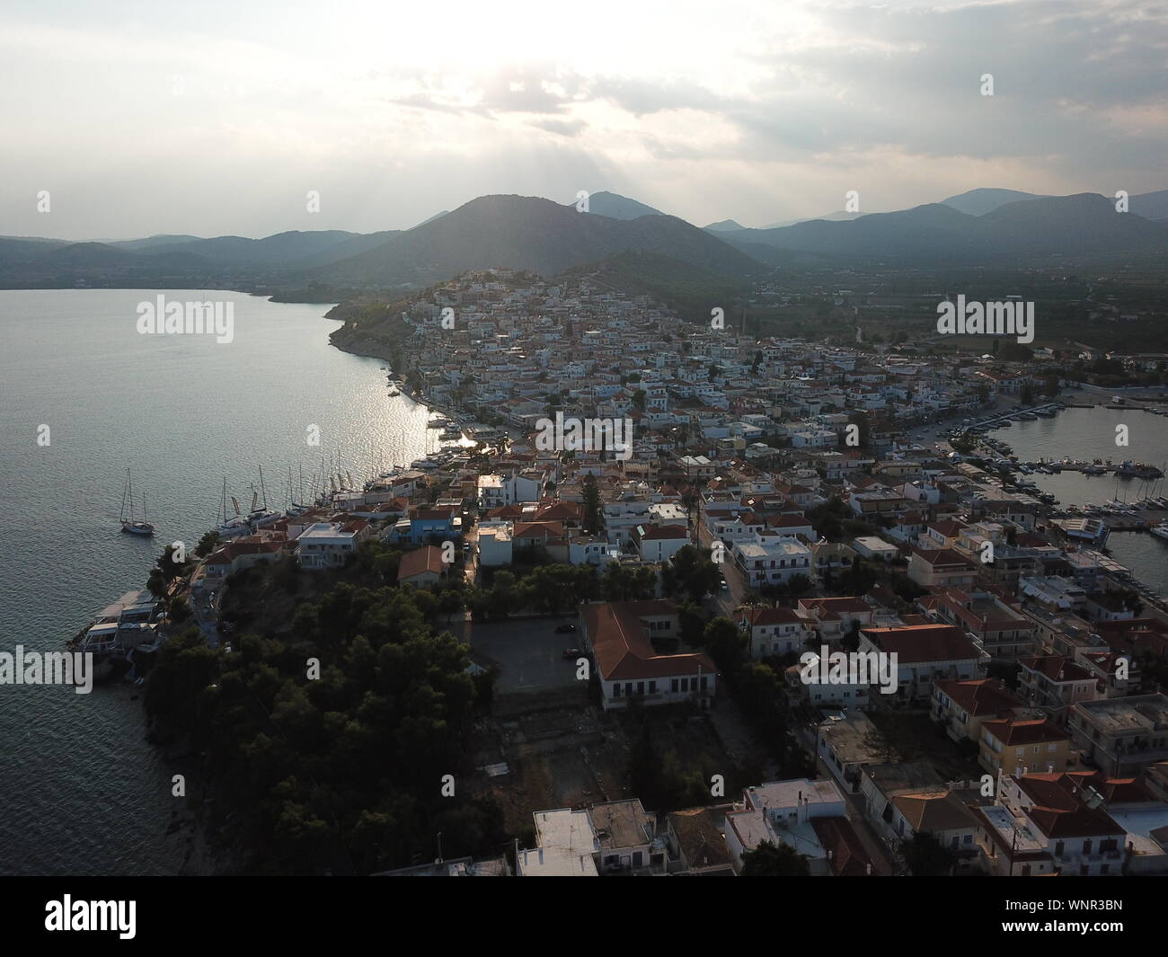 Greek isand sailing drone Stock Photo - Alamy
