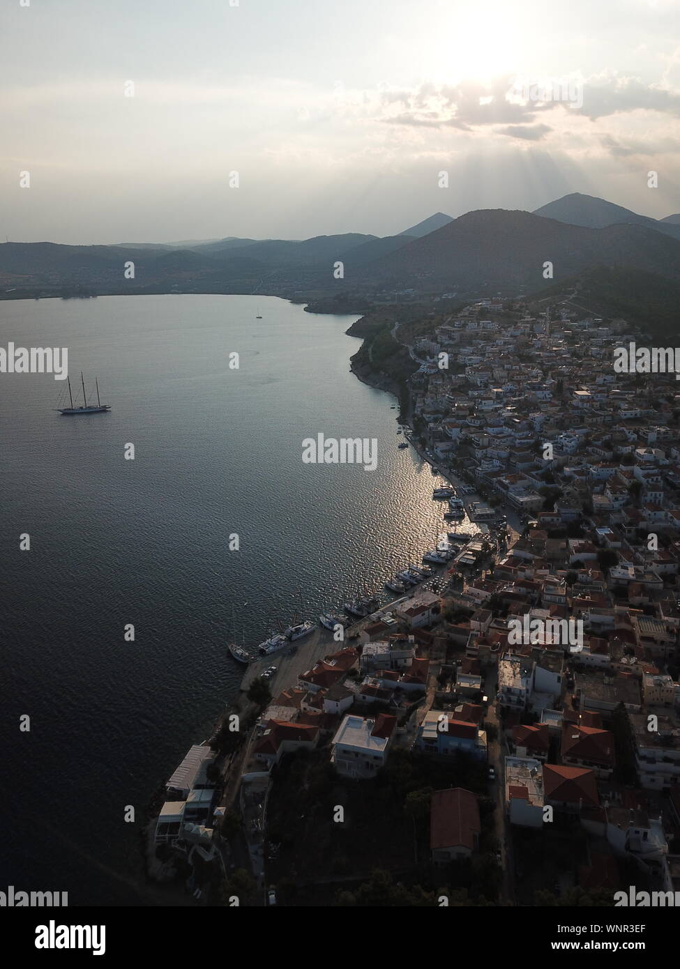 Greek isand sailing drone Stock Photo - Alamy