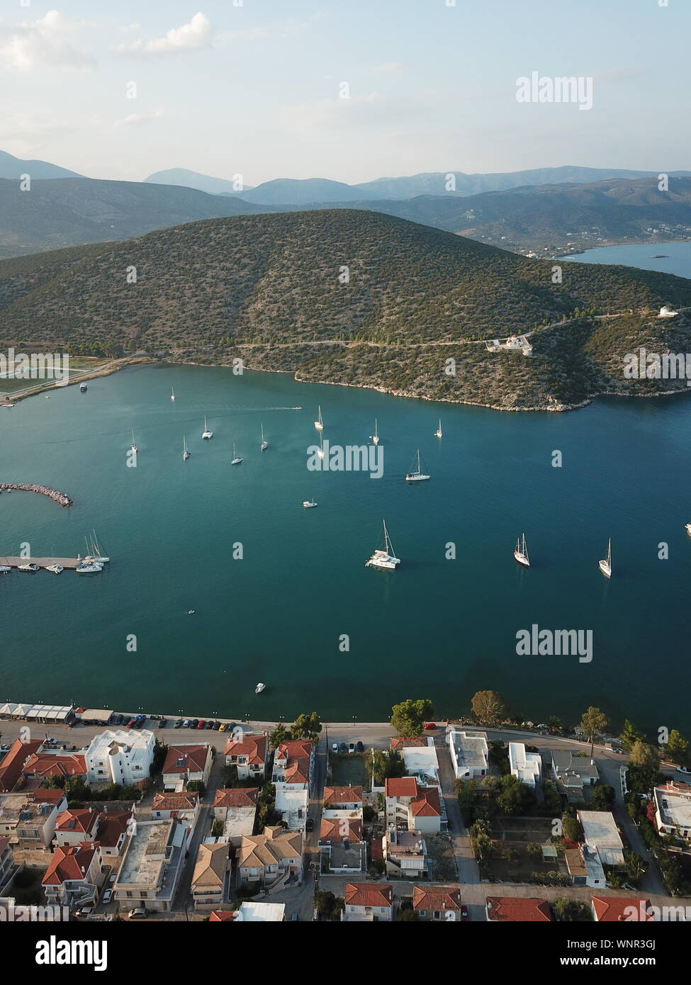 Greek isand sailing drone Stock Photo - Alamy