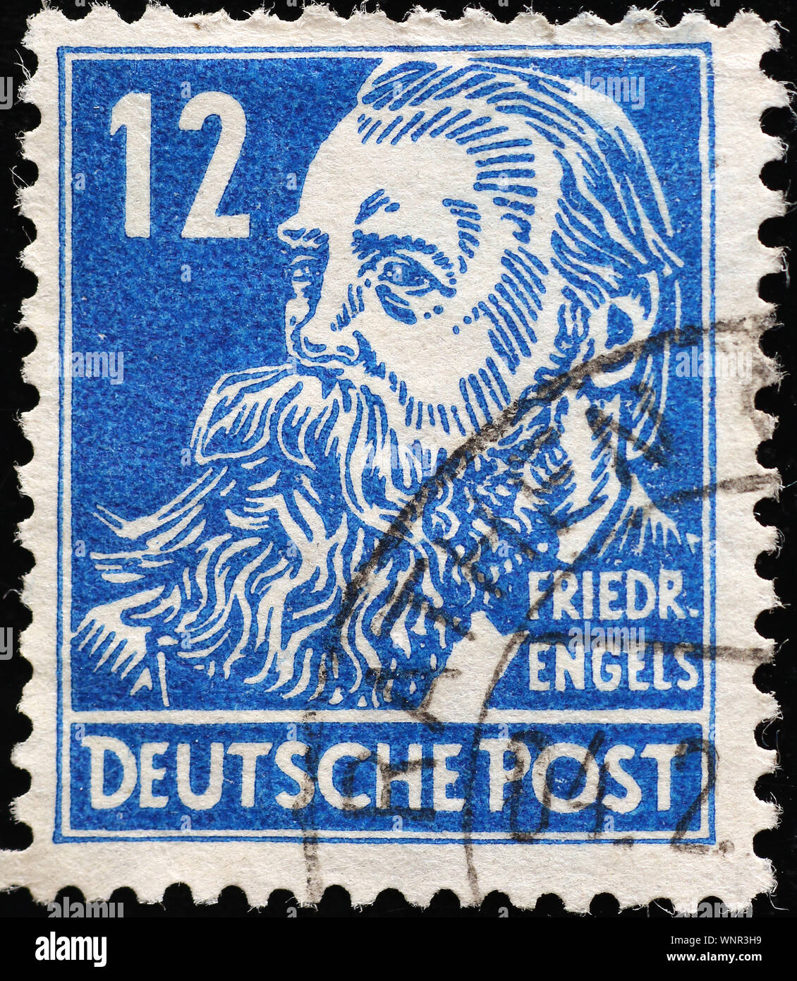 Friederich Engels on german vintage postage stamp Stock Photo - Alamy