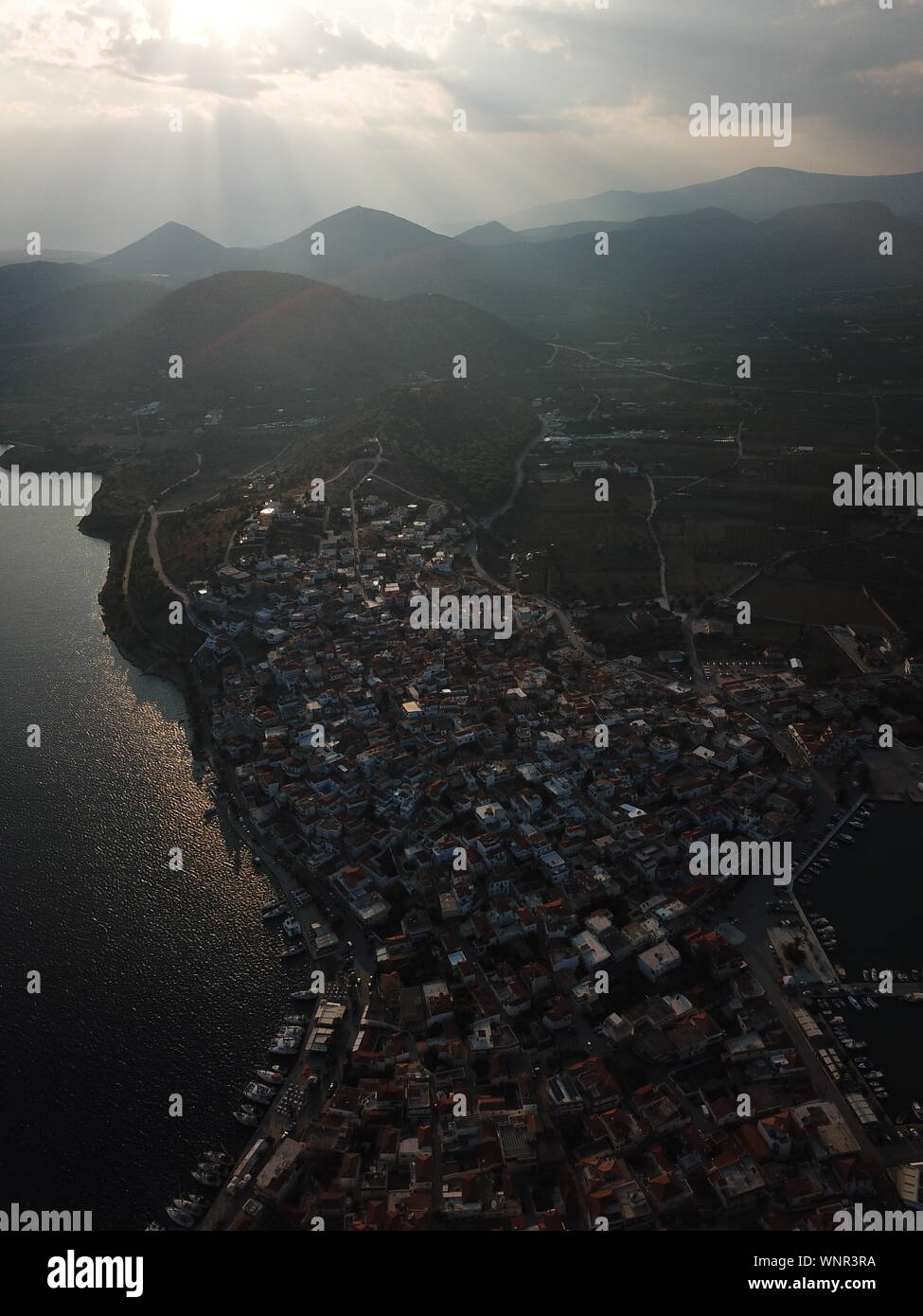 Greek isand sailing drone Stock Photo - Alamy