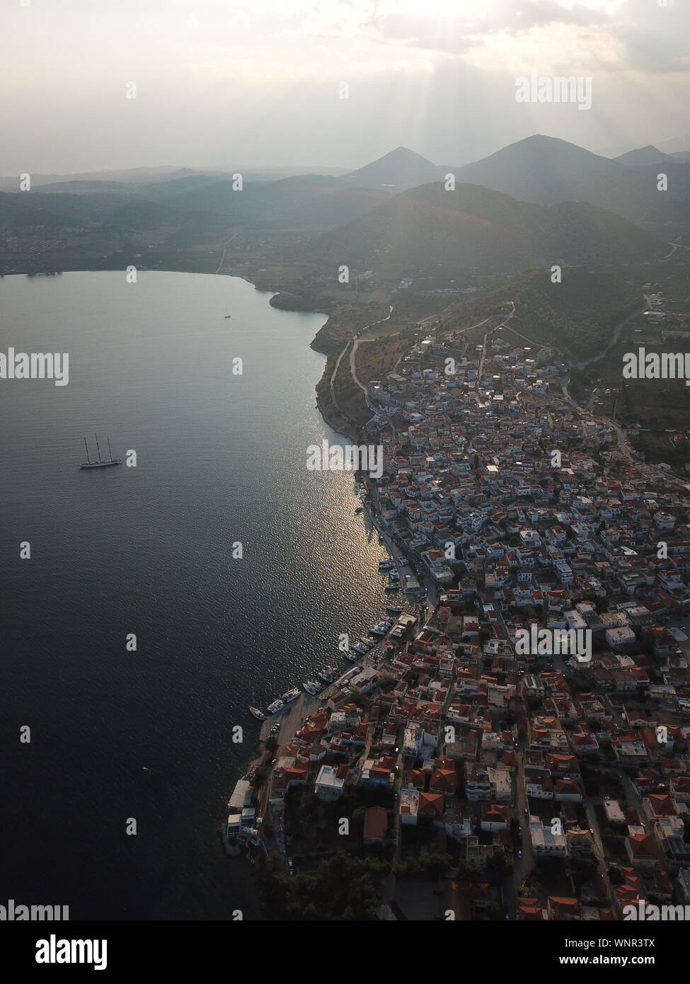 Greek isand sailing drone Stock Photo - Alamy