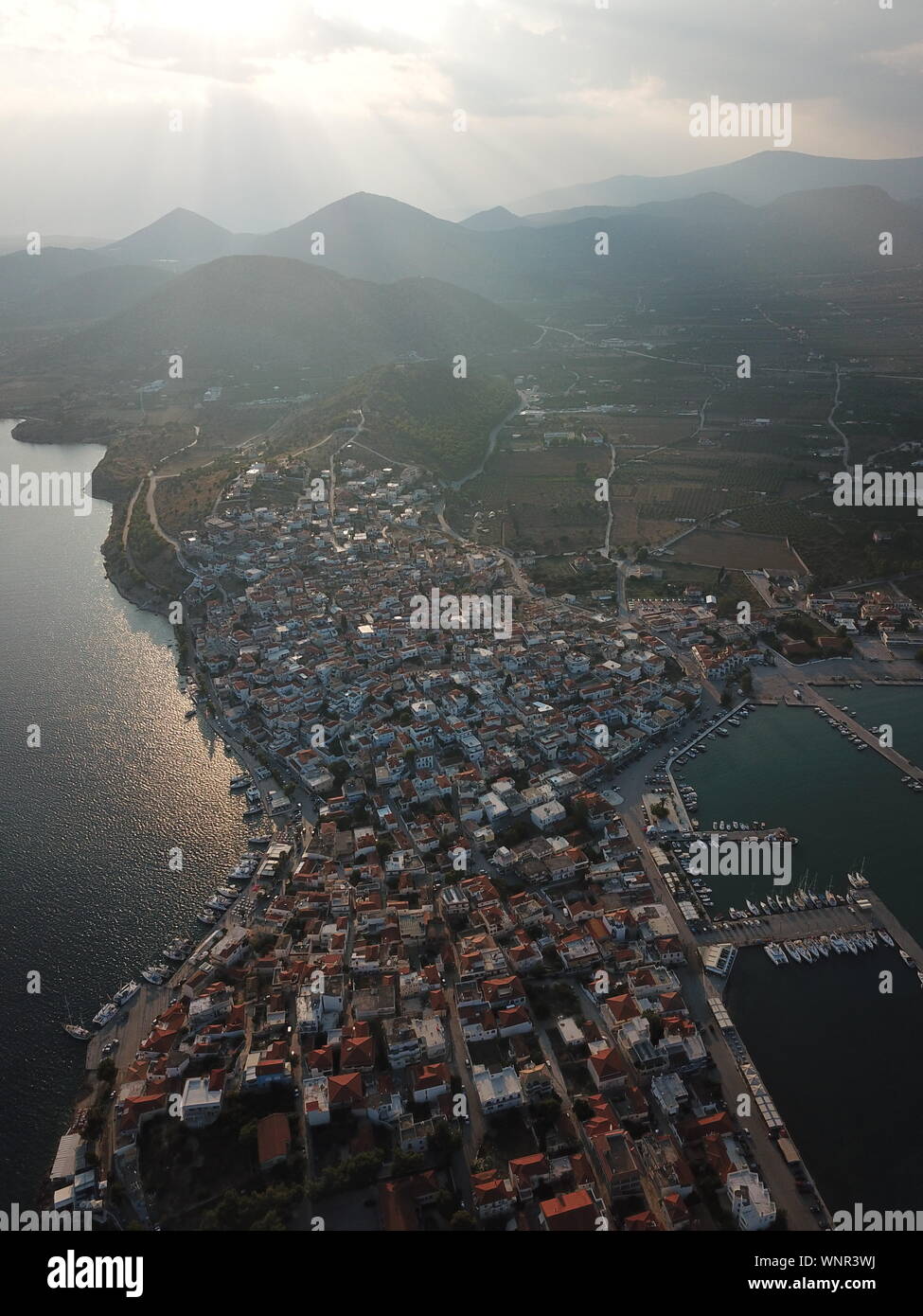 Greek isand sailing drone Stock Photo - Alamy