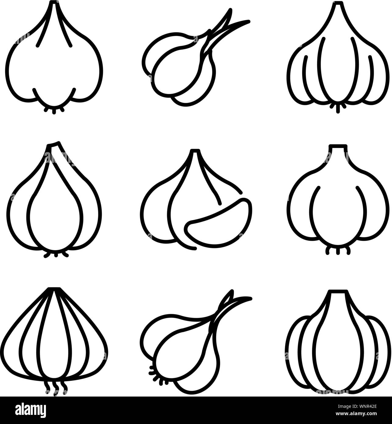 Garlic icons set, outline style Stock Vector Image & Art - Alamy