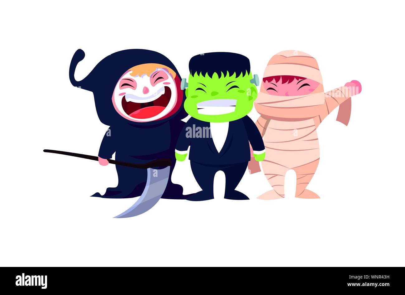 kids in halloween costumes party celebration vector illustration Stock ...