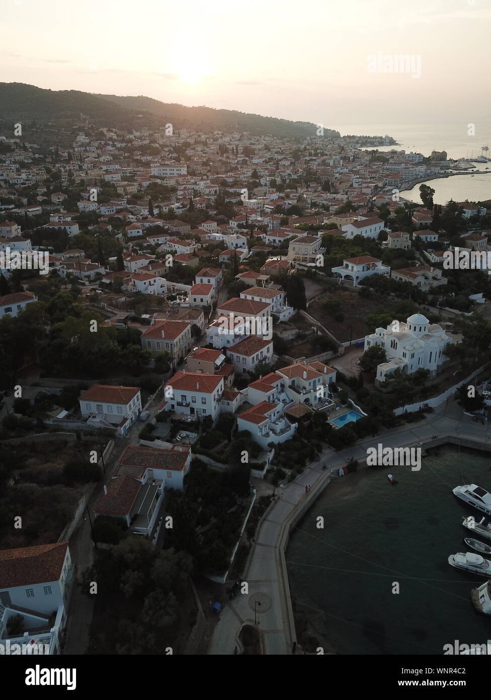 Greek isand sailing drone Stock Photo - Alamy