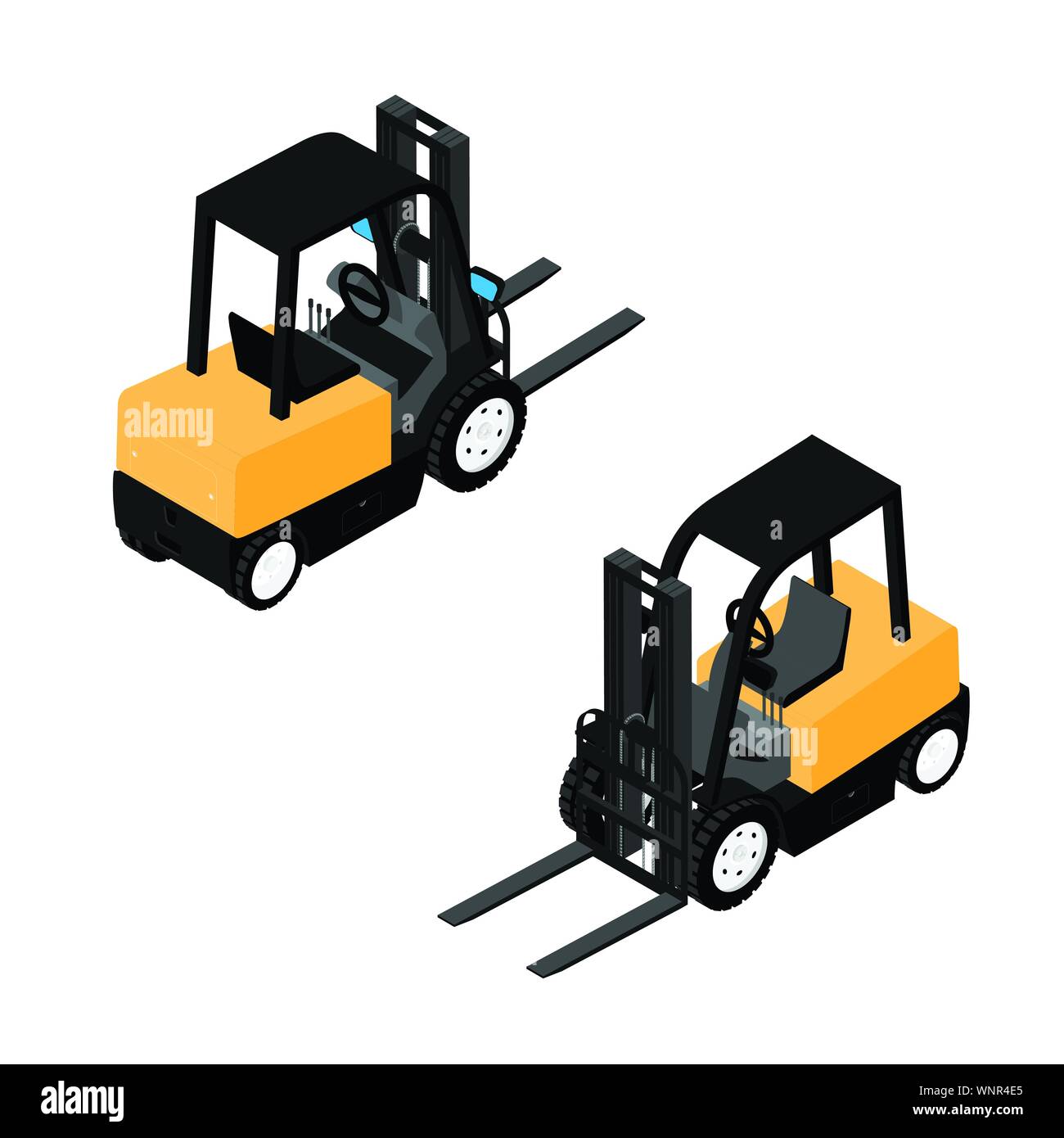 Forklifts, reliable heavy loader, truck. Heavy duty equipment isolated ...