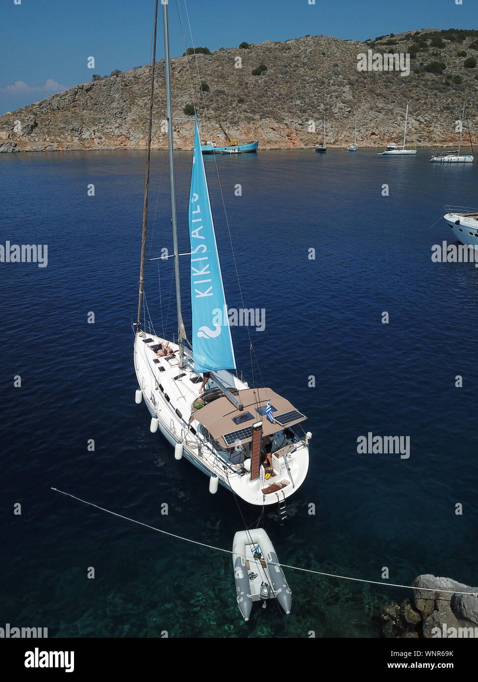 Greek isand sailing drone Stock Photo - Alamy
