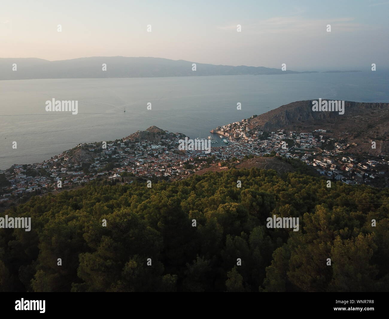 Greek isand sailing drone Stock Photo - Alamy