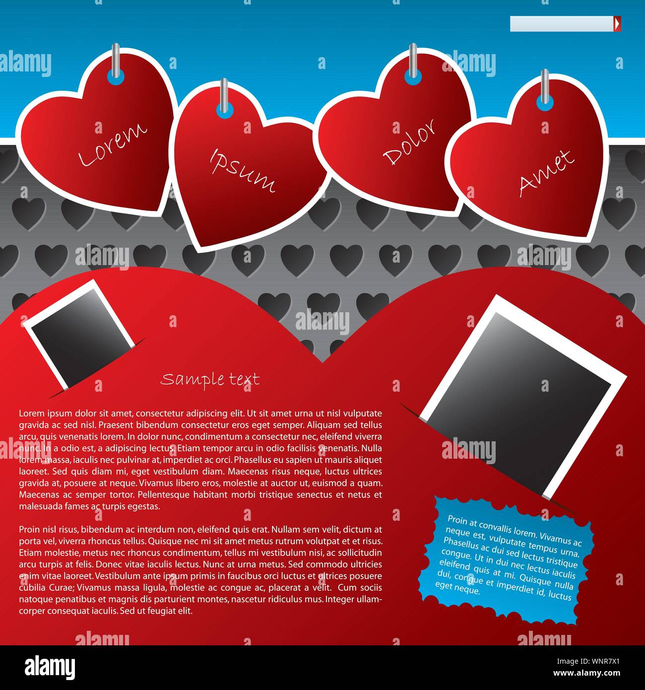 Website template design with hanging heart labels Stock Vector Image ...