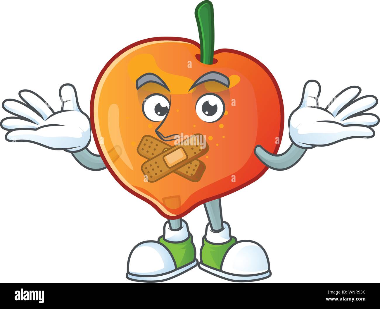 Silent sweet nectarine character maskot of cartoon style Stock Vector ...