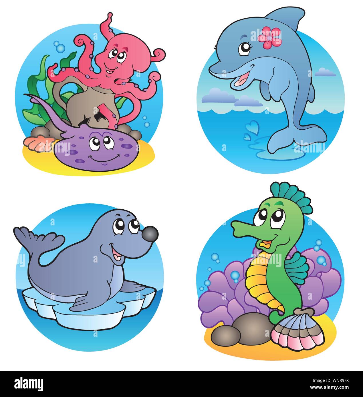 Various water animals and fishes 1 Stock Vector Image & Art - Alamy