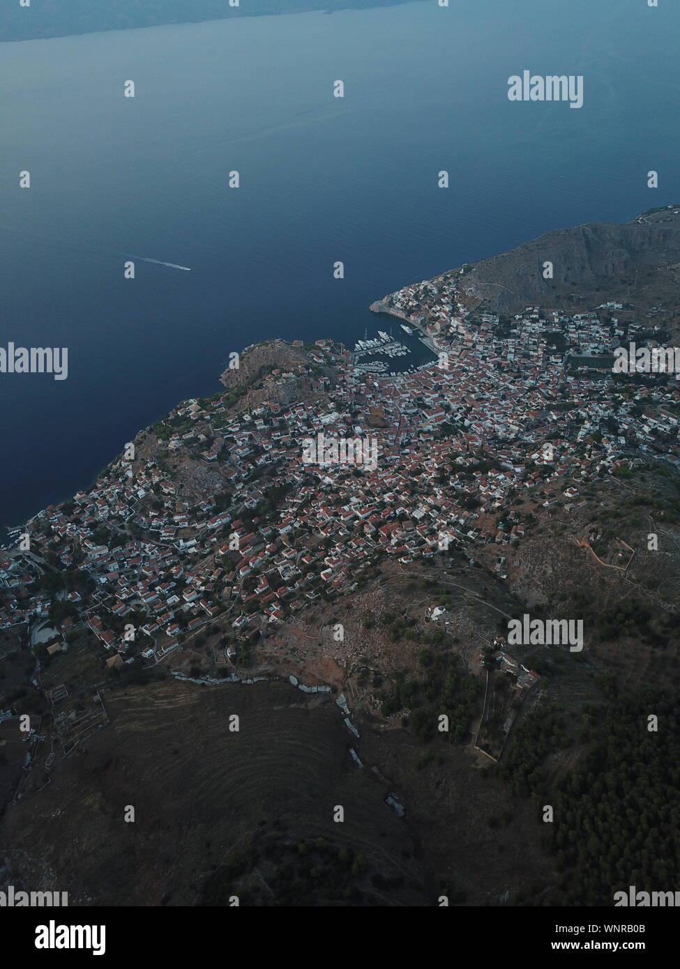 Greek isand sailing drone Stock Photo - Alamy