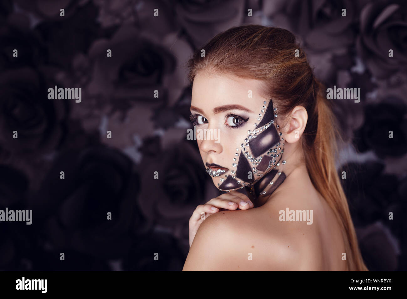 beautiful model posing as chess queen - fashion and beauty concept ...