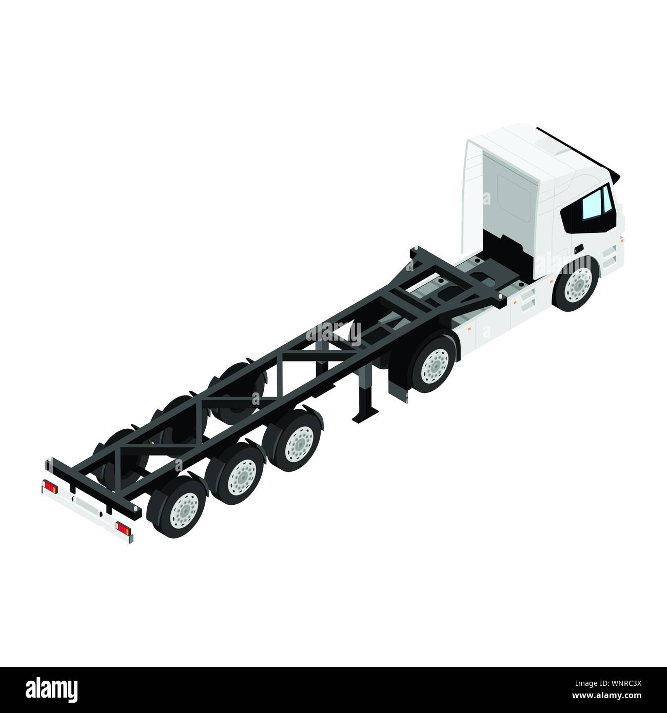 Heavy transport semi truck without container isometric view isolated on ...